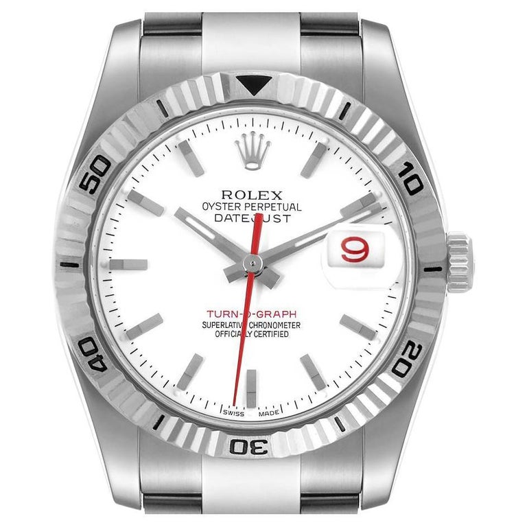 Rolex Turnograph Steel White Gold Bezel White Dial Mens Watch 116264 ...