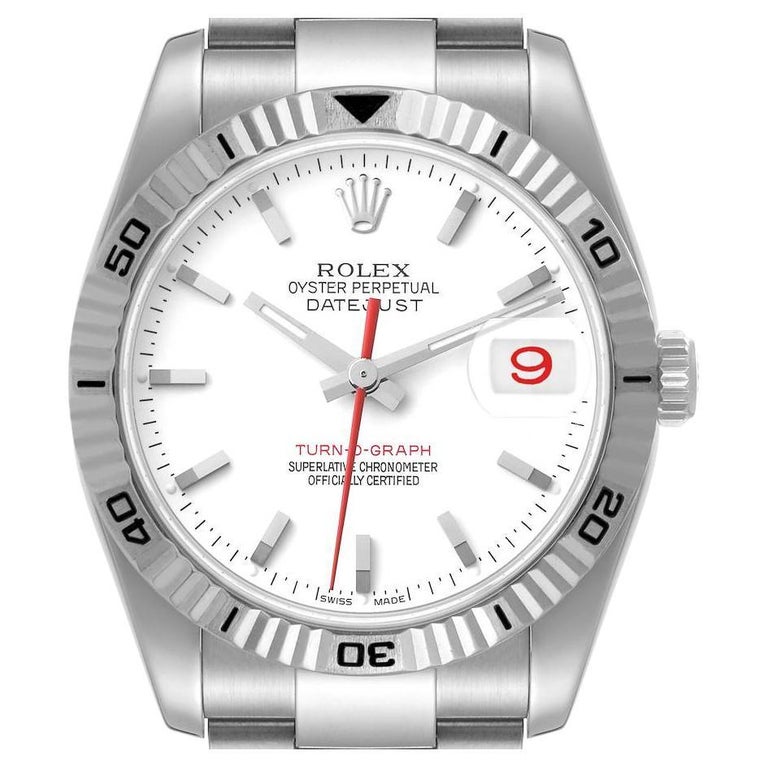 Rolex Turnograph Steel White Gold Bezel White Dial Mens Watch 116264 ...