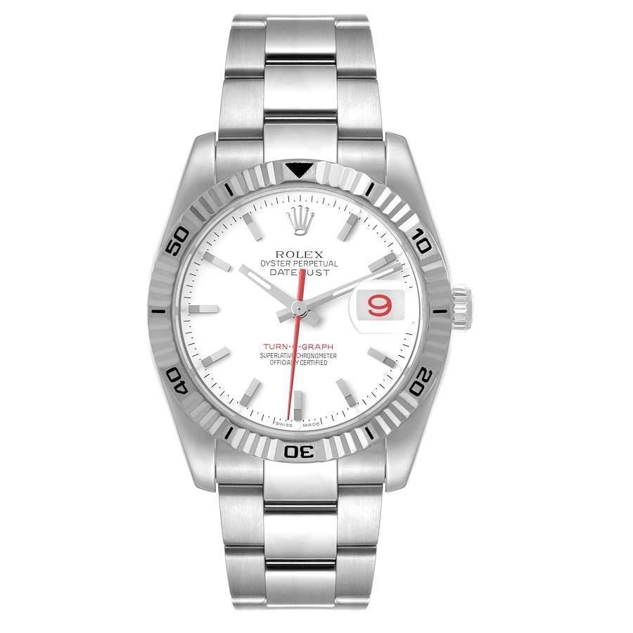 Rolex Turnograph Steel White Gold Bezel White Dial Mens Watch 116264 ...
