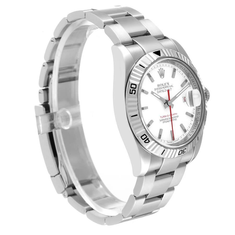 Rolex Turnograph Steel White Gold Bezel White Dial Mens Watch 116264 ...