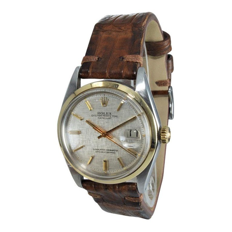 Rolex Two-Tone Datejust with Rare Smooth Bezel and Linen Dial from 1972 ...