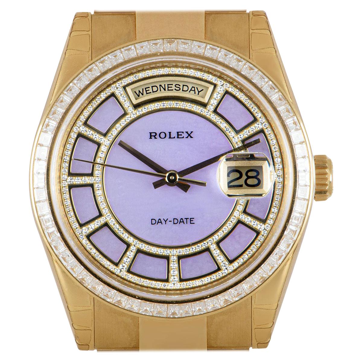 Rolex Unworn Day-Date 18 Karat Gold Pink Mother of Pearl Carousel Dial ...
