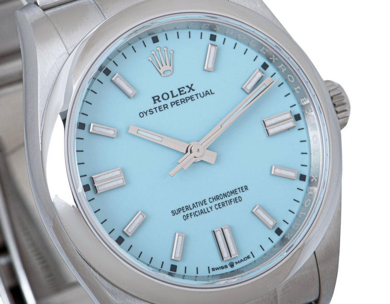 Rolex Unworn Oyster Perpetual 36 Gents Stainless Steel Turquoise Blue ...