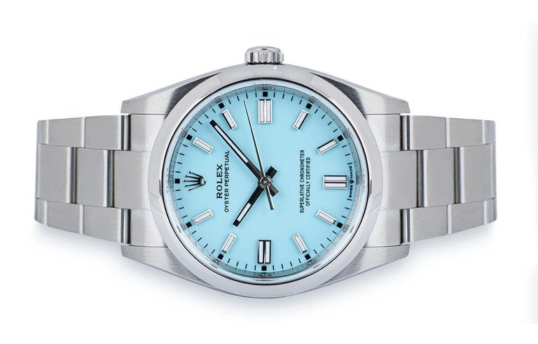 Rolex Unworn Oyster Perpetual 36 Gents Stainless Steel Turquoise Blue ...