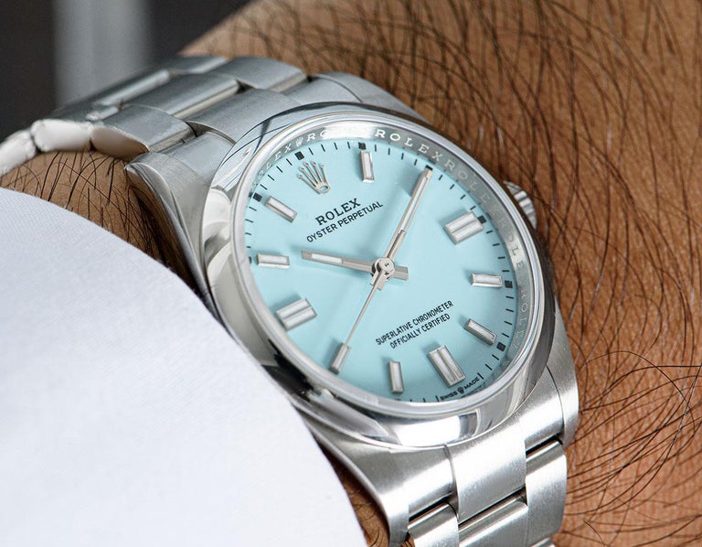 Rolex Unworn Oyster Perpetual 36 Gents Stainless Steel Turquoise Blue ...