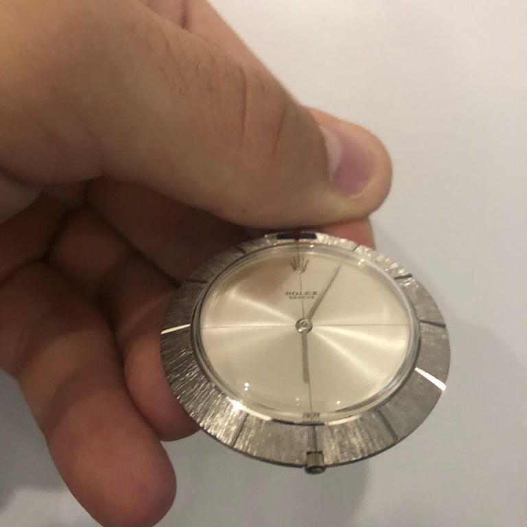 Rolex Vintage 1966 White Gold Zephyr Silver Dial Disk Pendant Pocket ...