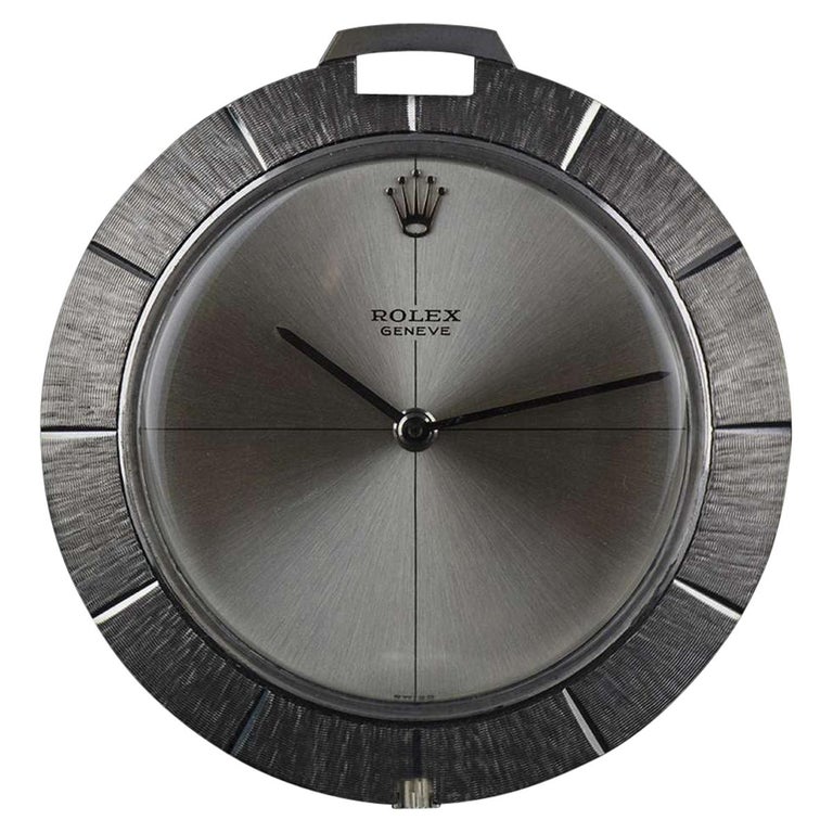 Rolex Vintage 1966 White Gold Zephyr Silver Dial Disk Pendant Pocket ...