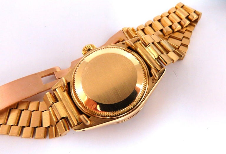 Rolex Vintage Black Face Datejust Ladies 18 Karat Watch Diamond Dial ...