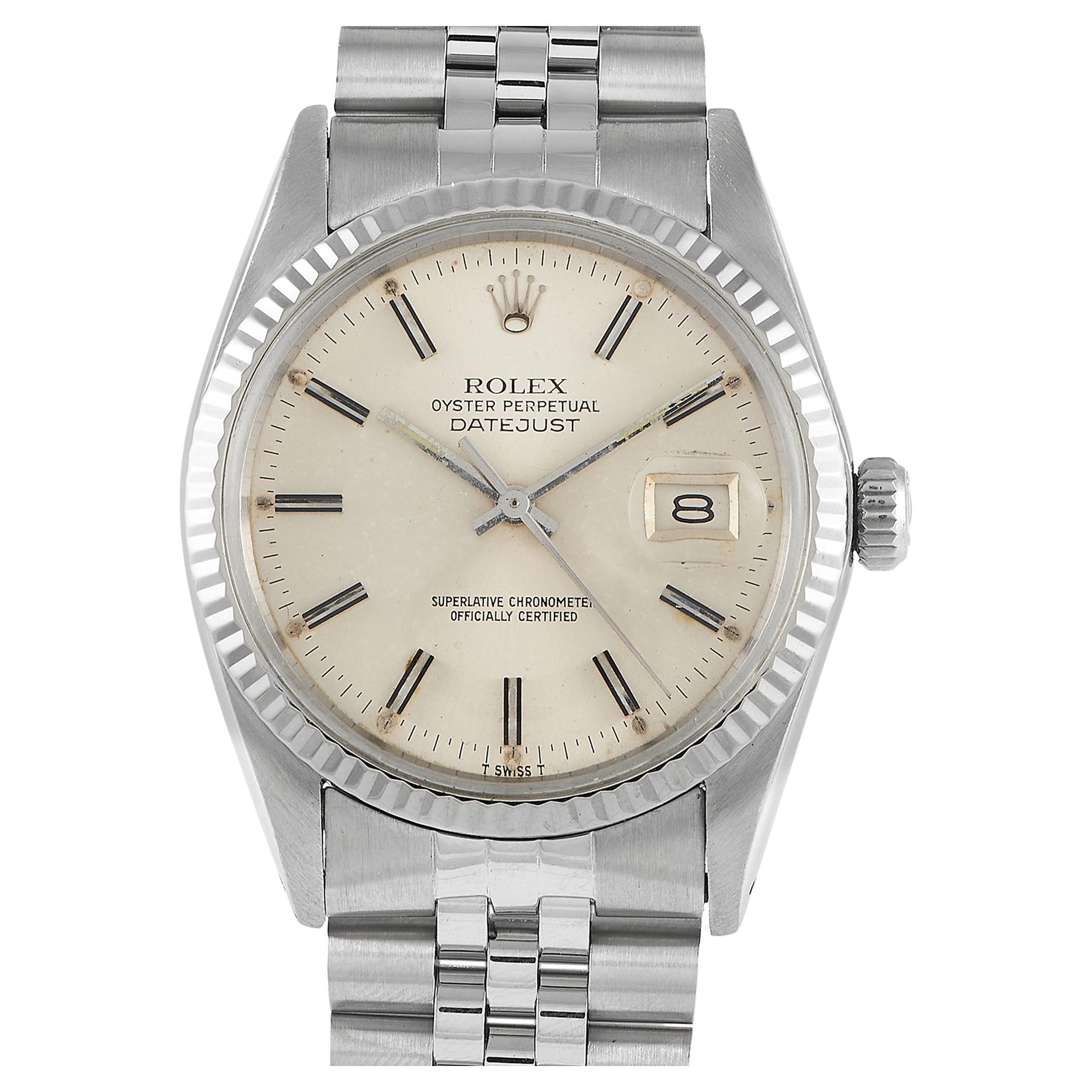 Rolex 16014 Datejust White Roman Dial Watch at 1stDibs