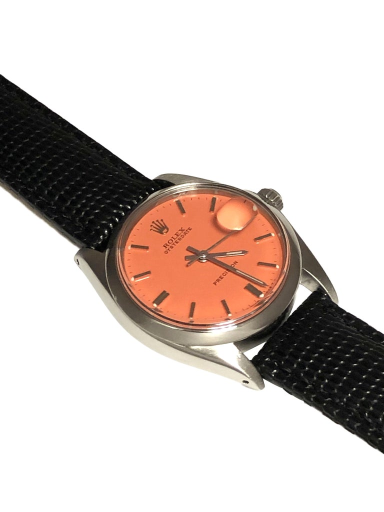 Rolex Vintage Oyster Date Steel Manual Wind with Coral Color Dial For ...