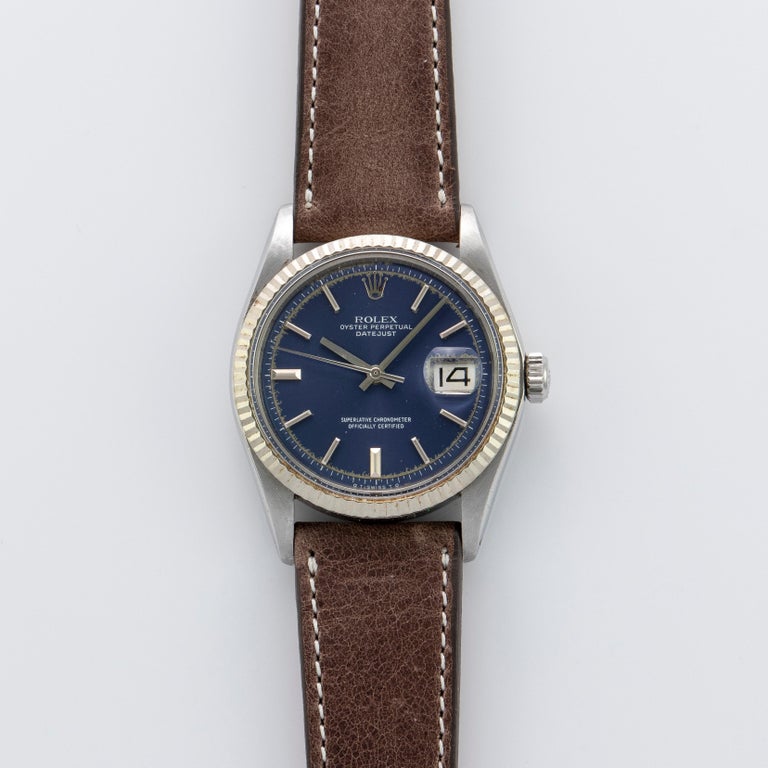 Rolex White Gold and Stainless Blue Sigma Dial Datejust Wristwatch at ...