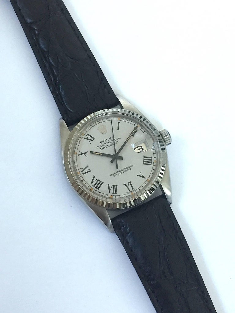 Rolex White Gold and Stainless Steel Grey Buckley Dial Datejust ...