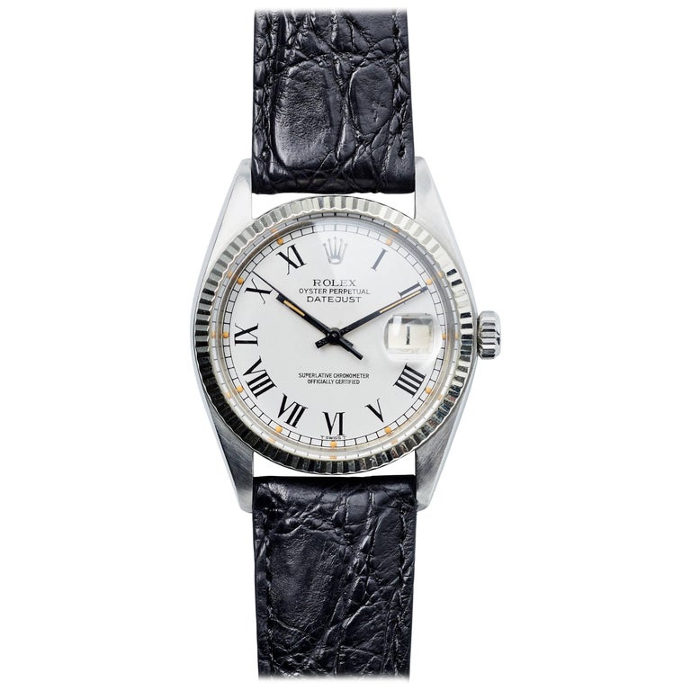 Rolex White Gold and Stainless Steel Grey Buckley Dial Datejust ...