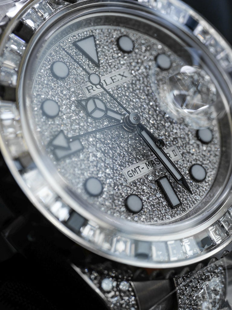 Rolex White Gold Diamond GMT Master II Self-winding Wristwatch Ref ...