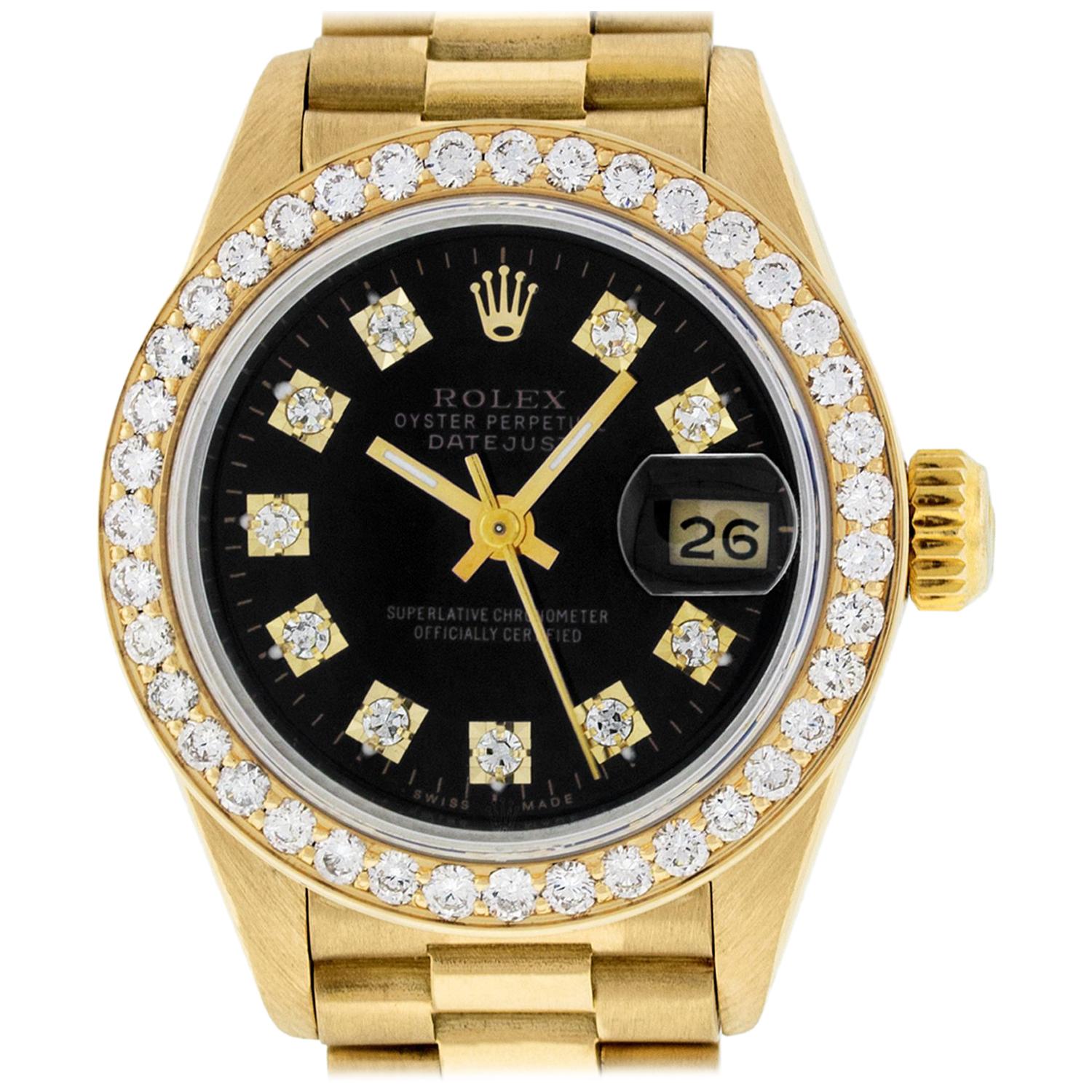 Rolex Women's Modele Depose #1401 18 Karat Watch Cameleon Leather Band ...