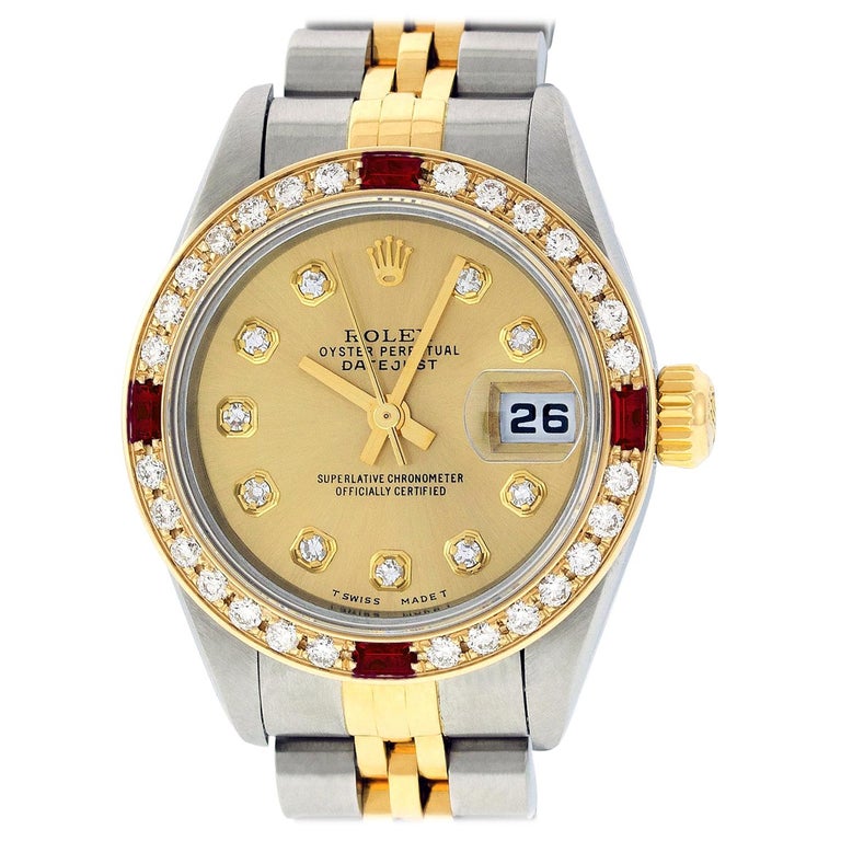 Rolex Women's Datejust Watch Steel / 18K Yellow Gold Champagne Diamond ...