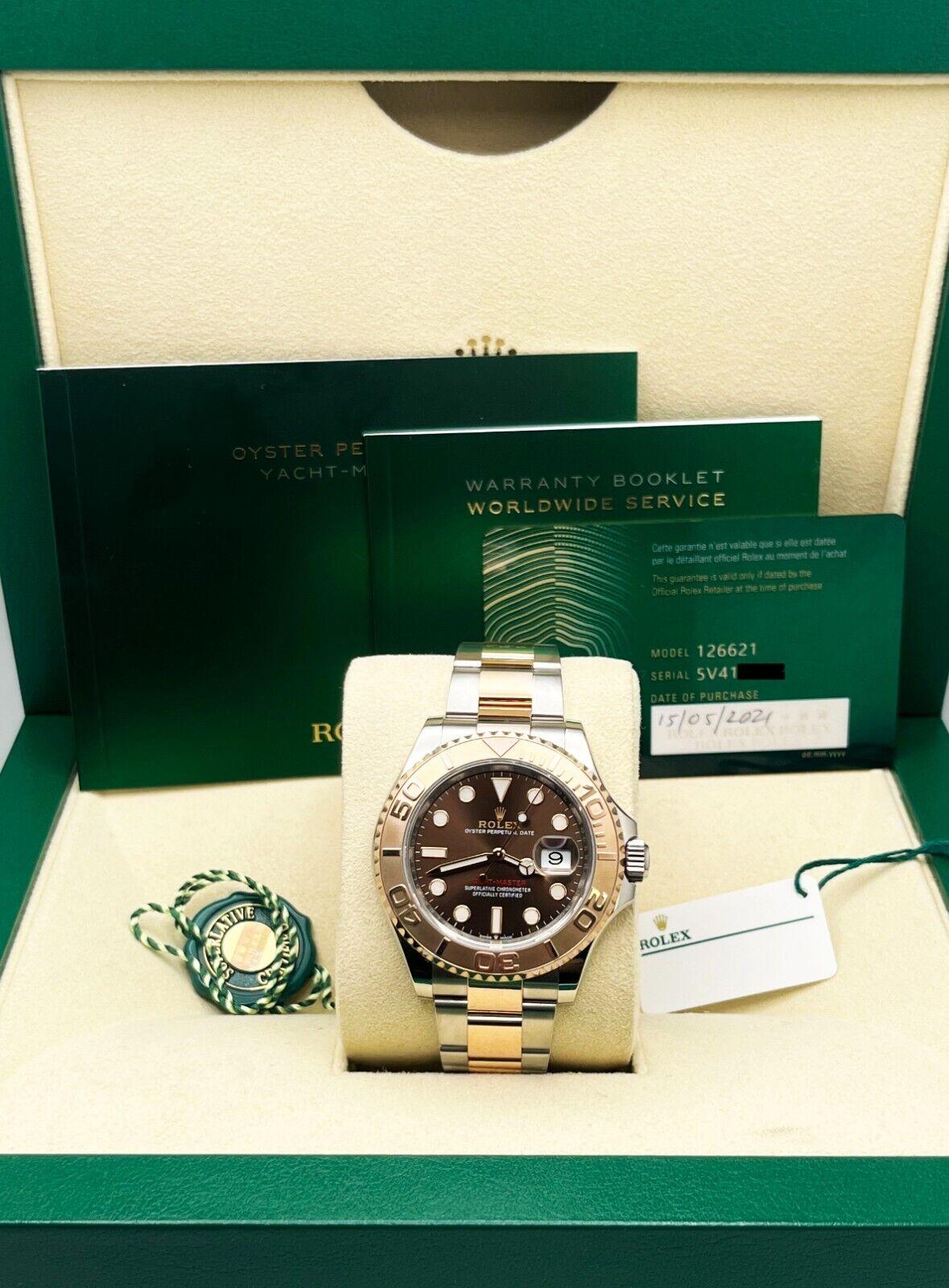 Rolex Yacht Master 126621 Chocolate Dial 18K Rose Gold Stainless Box ...