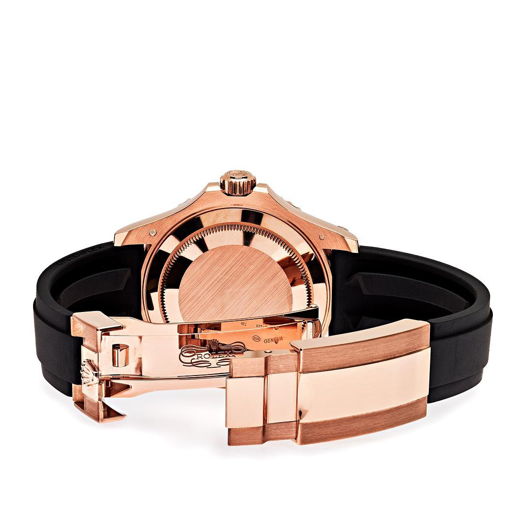 Rolex Yacht-Master 40 Rose Gold Pave Diamond Dial Rubber Strap 126655 ...