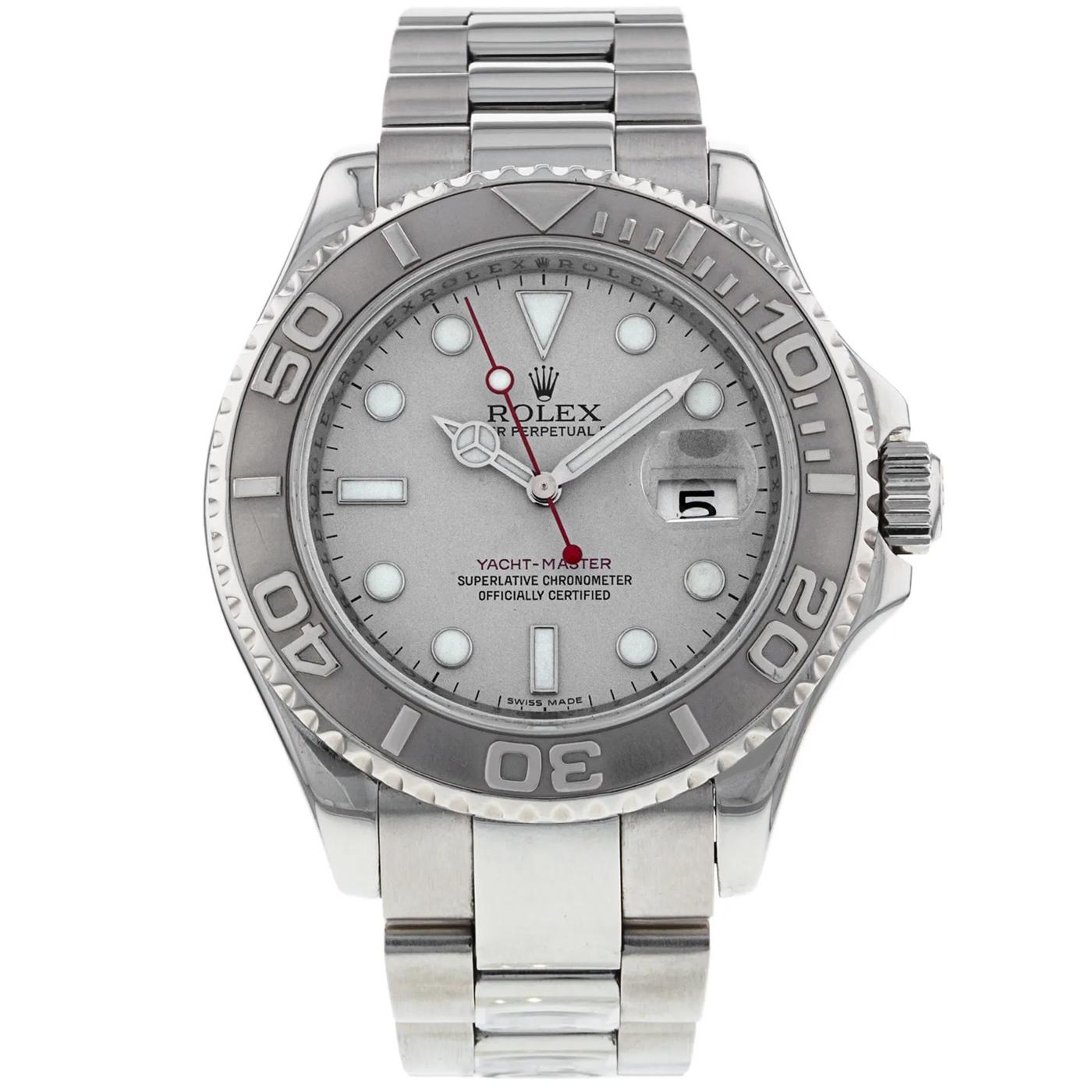 Rolex Yacht-Master 40mm Automatic Steel Platinum Dial Oyster Men's Watch 16622 For Sale at 1stDibs