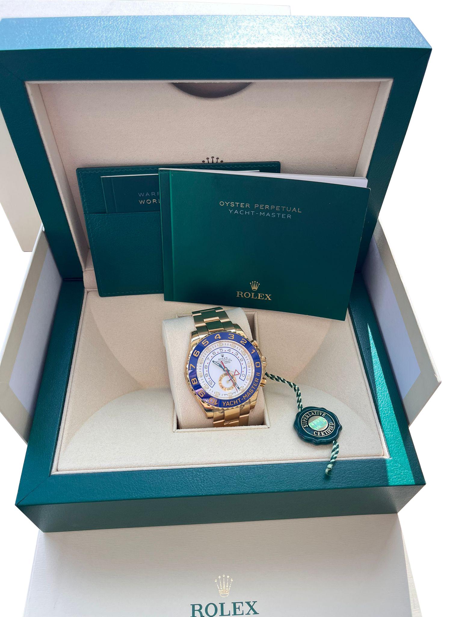 Rolex Yacht-Master II 44mm 18K Yellow Gold White Dial Oyster Men's ...