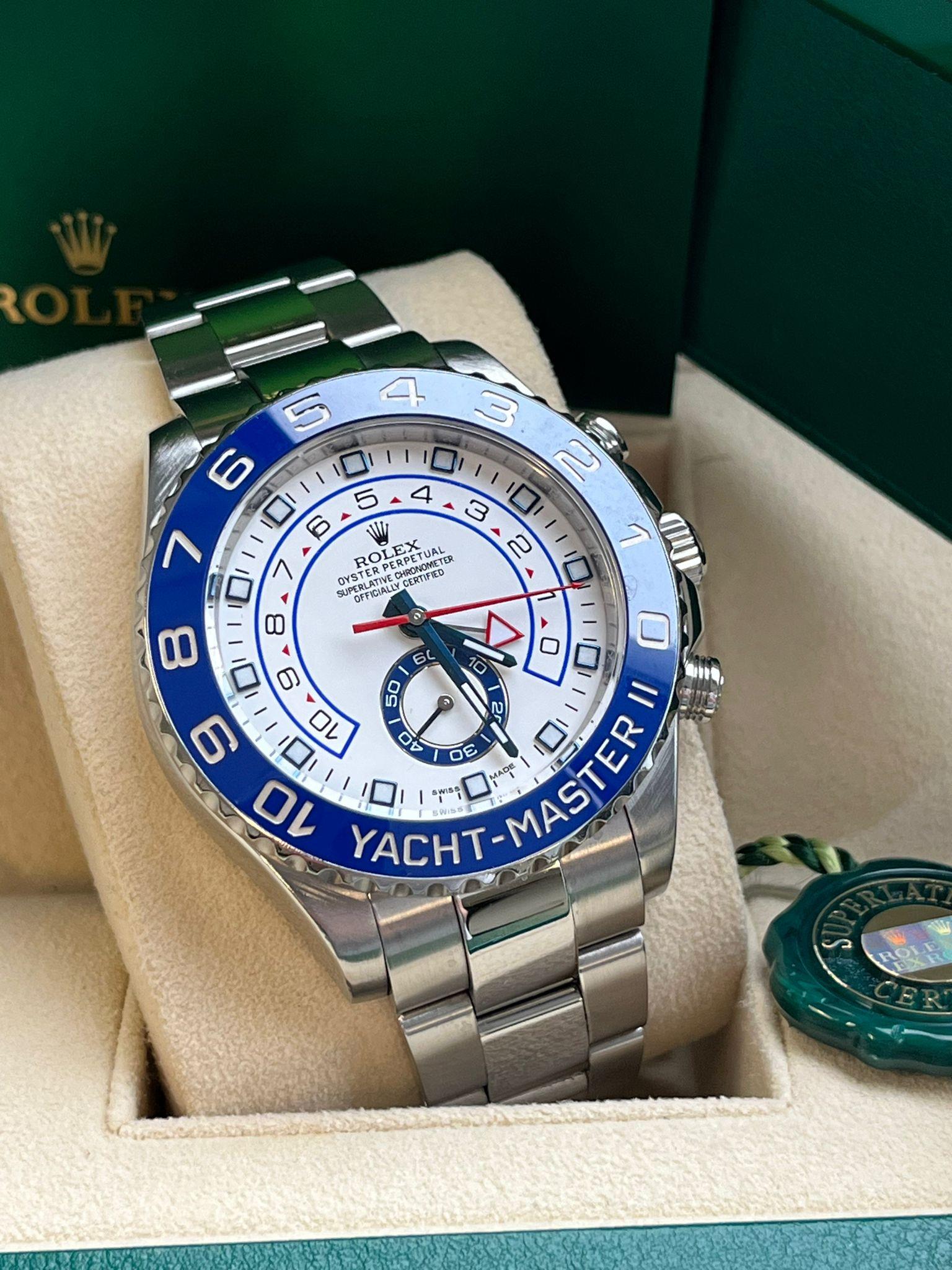 Rolex Yacht-Master II 44mm Regatta Chronograph Steel White Dial Men ...