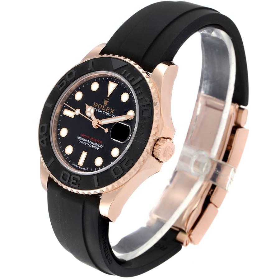 Rolex Yachtmaster 37 18K Everose Gold Rubber Strap Watch 268655 Box ...
