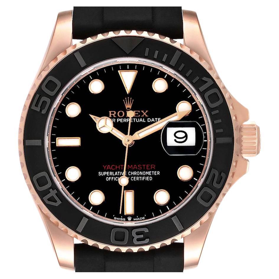 Rolex Yachtmaster 37 18K Everose Gold Rubber Strap Watch 268655 Box ...