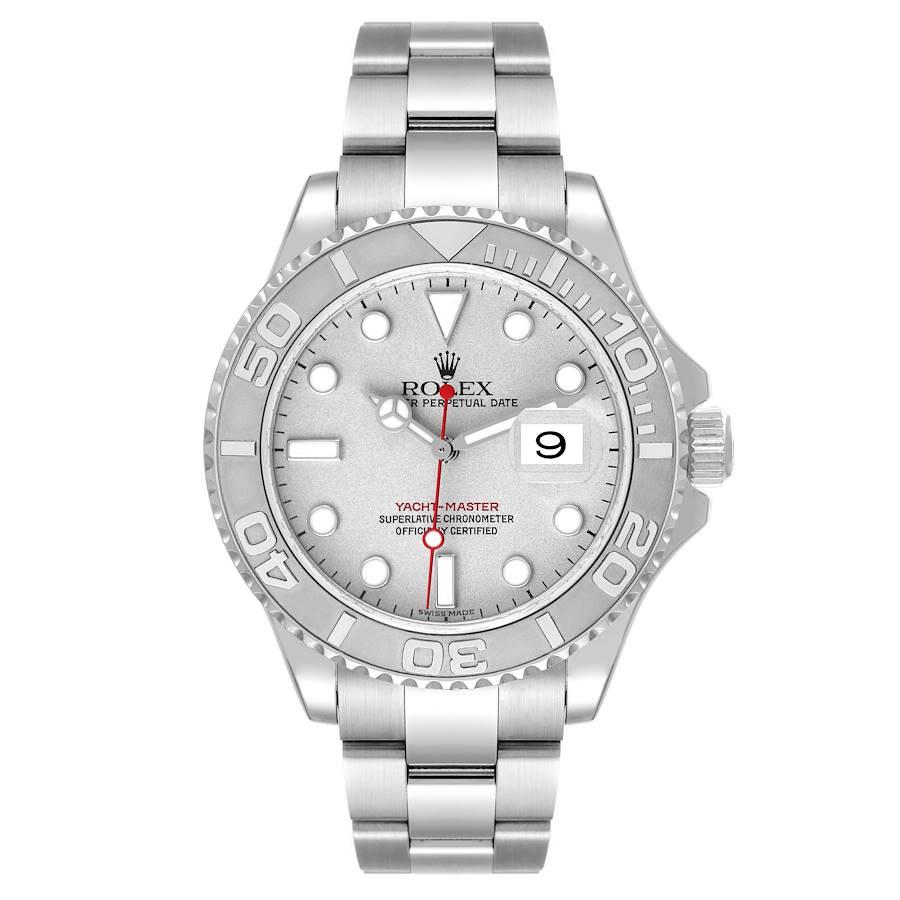 Rolex Yachtmaster 40mm Steel Platinum Dial Bezel Mens Watch 16622 Box Card For Sale at 1stDibs ...