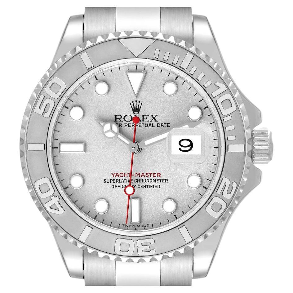 Rolex Yachtmaster 40mm Steel Platinum Dial Bezel Mens Watch 16622 Box ...