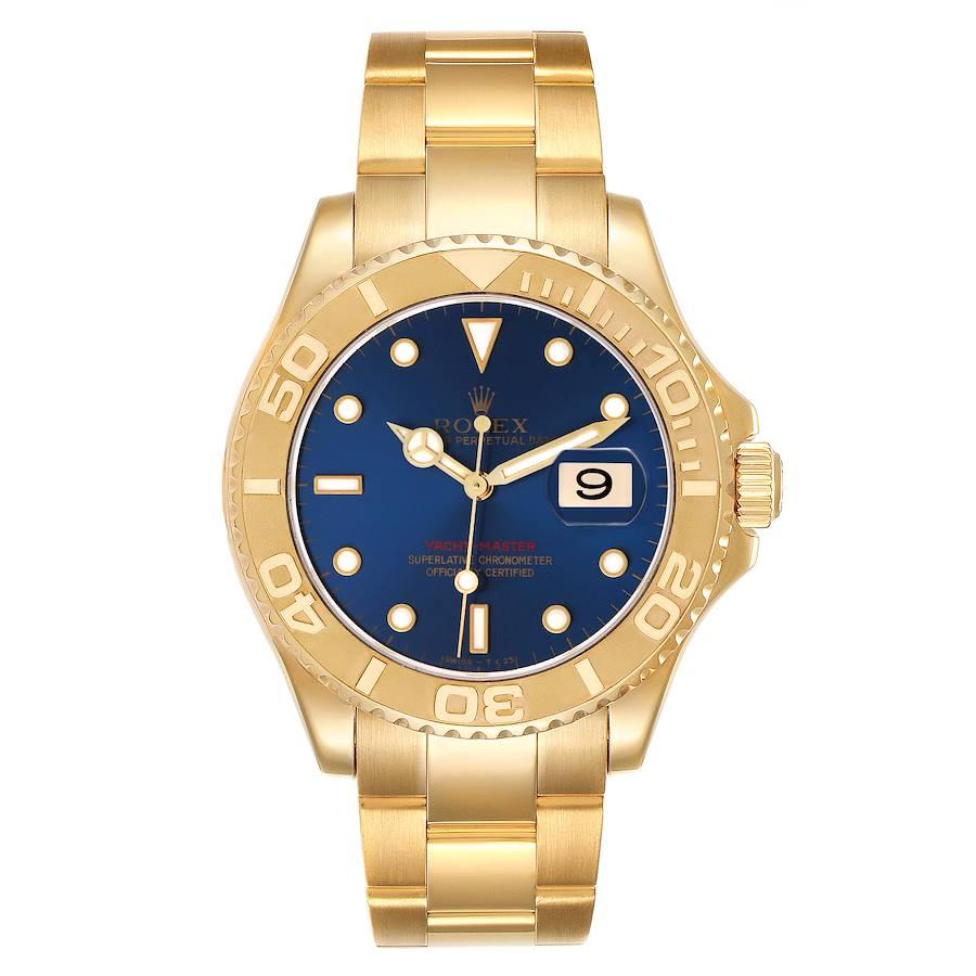 Rolex Yachtmaster 40mm Yellow Gold Blue Dial Mens Watch 16628 For Sale ...