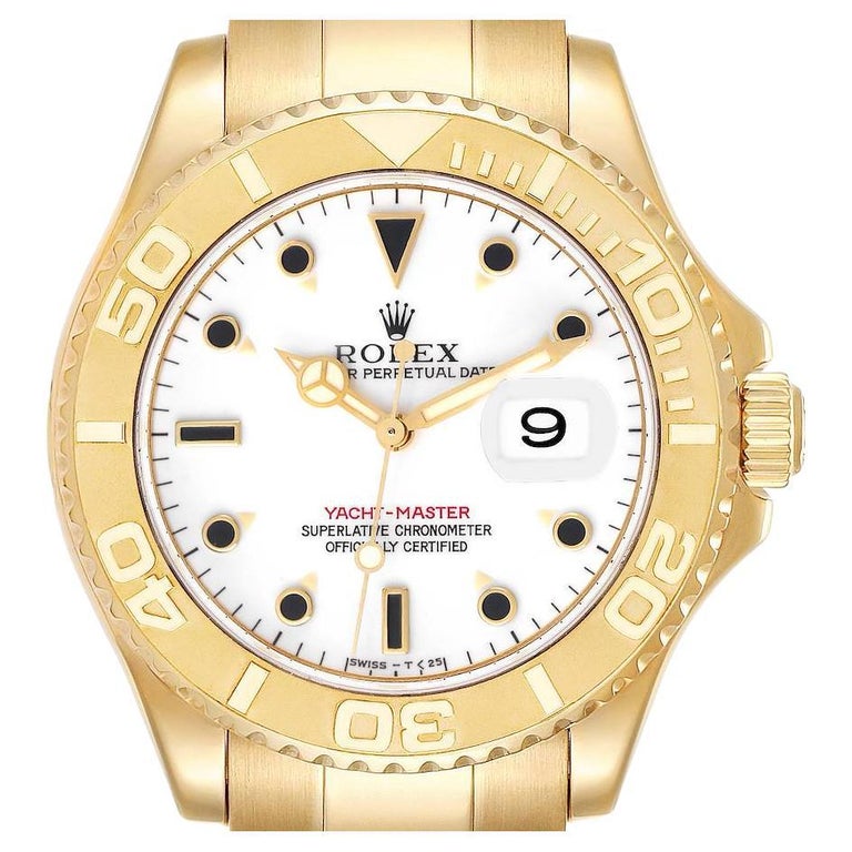 Rolex Yachtmaster 40mm Yellow Gold White Dial Mens Watch 16628 For Sale ...