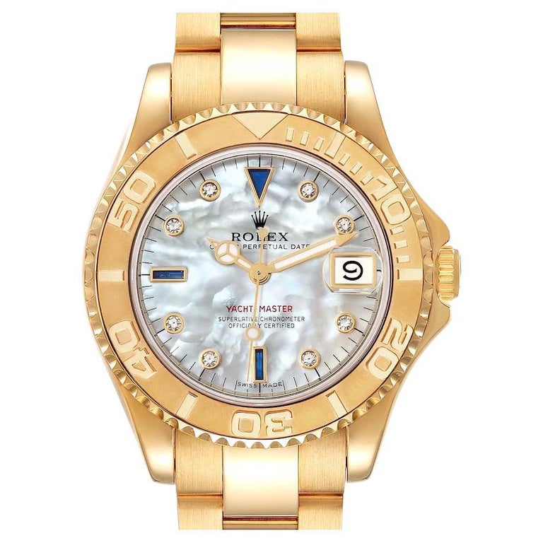 Rolex Yachtmaster Midsize 18K Yellow Gold MOP Diamond Dial Unisex Watch ...