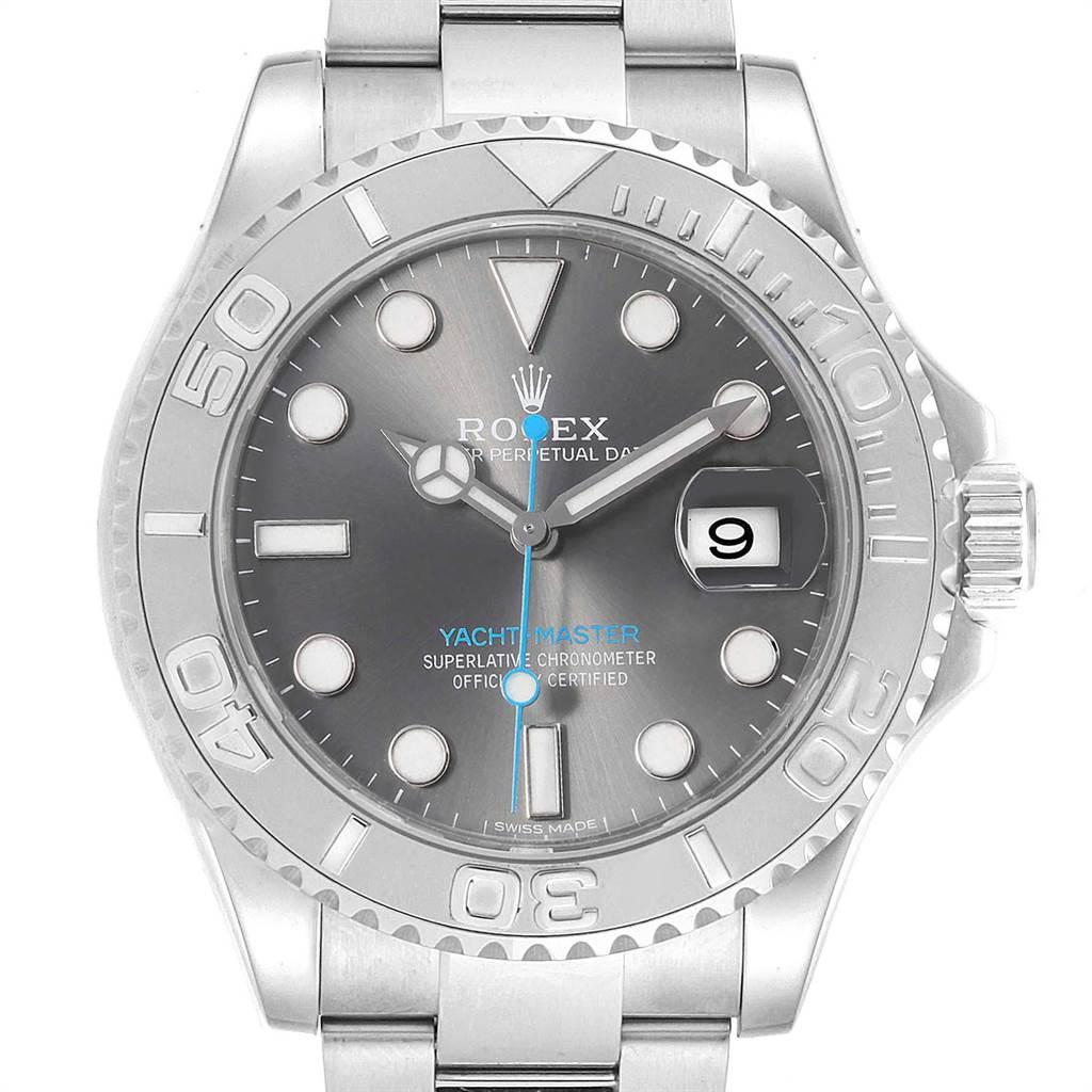 Rolex Yachtmaster Rhodium Dial Steel Platinum Men’s Watch 116622 Box ...