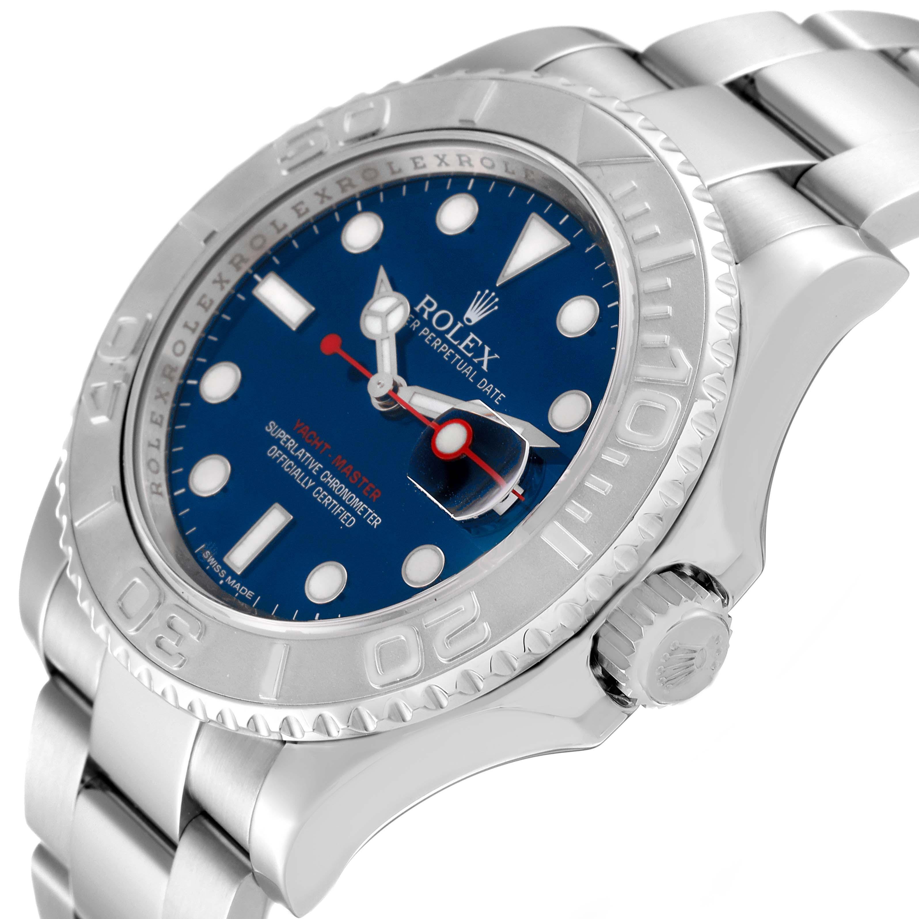 Rolex Yachtmaster Steel Platinum Blue Dial Mens Watch 116622 For Sale ...
