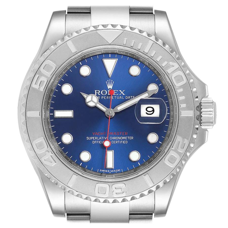Rolex Yachtmaster Steel Platinum Blue Dial Men's Watch 116622 For Sale ...