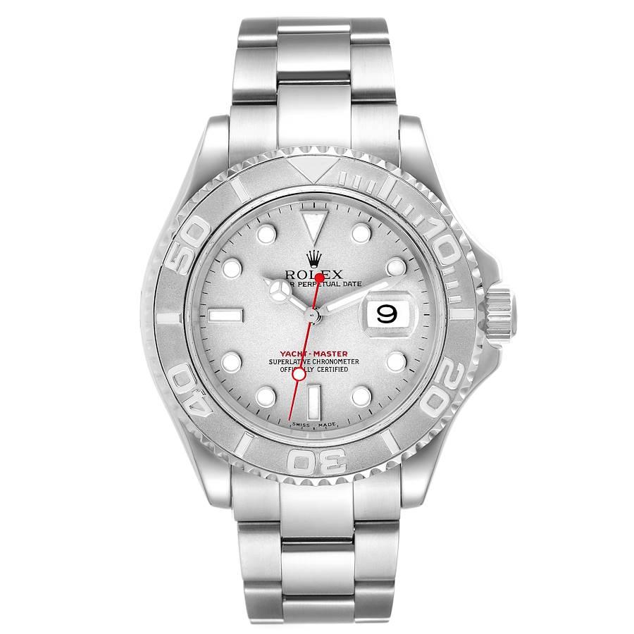 Rolex Yachtmaster Steel Platinum Dial Bezel Mens Watch 16622 Box Papers ...
