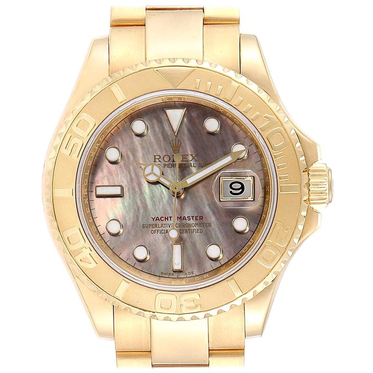 Rolex Yachtmaster Yellow Gold Mother of Pearl Men's Watch 16628 Box ...