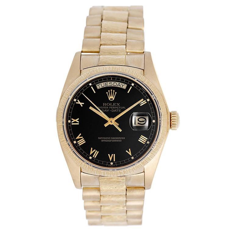 Rolex Yellow Gold Bark Finish President Day-Date Automatic Wristwatch ...