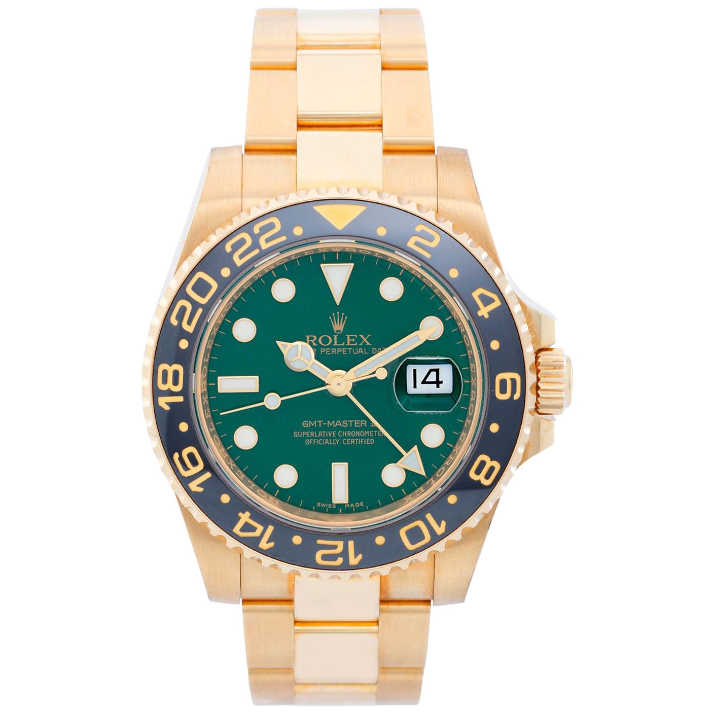 Rolex GMT-Master II Men's Yellow Gold Watch 116718 Ceramic Bezel at 1stdibs