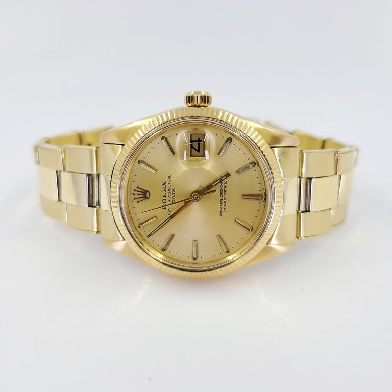 Rolex Yellow Gold Date Automatic Wristwatch For Sale at 1stDibs