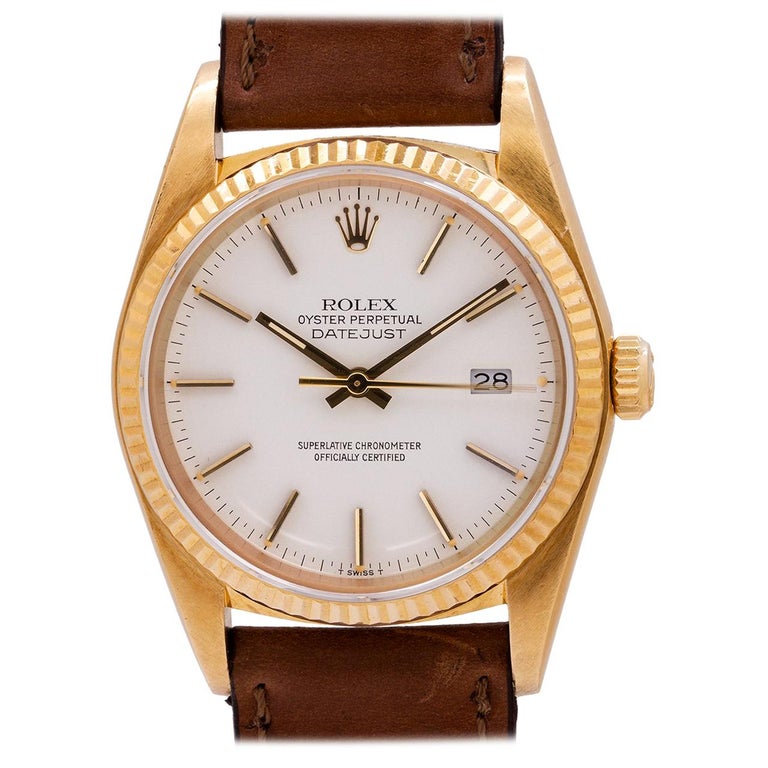 Rolex Yellow Gold Datejust “Snow White” Self-Winding Wristwatch, circa ...
