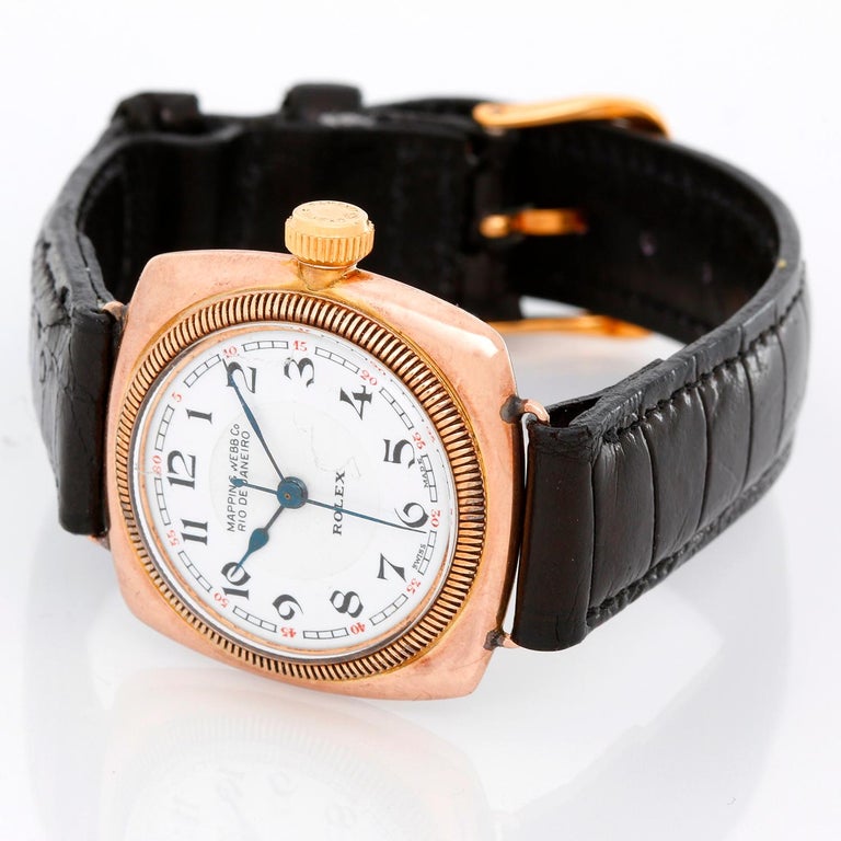 Rolex Yellow Gold enamel dial Cushion Shaped Oyster Manual Wristwatch ...