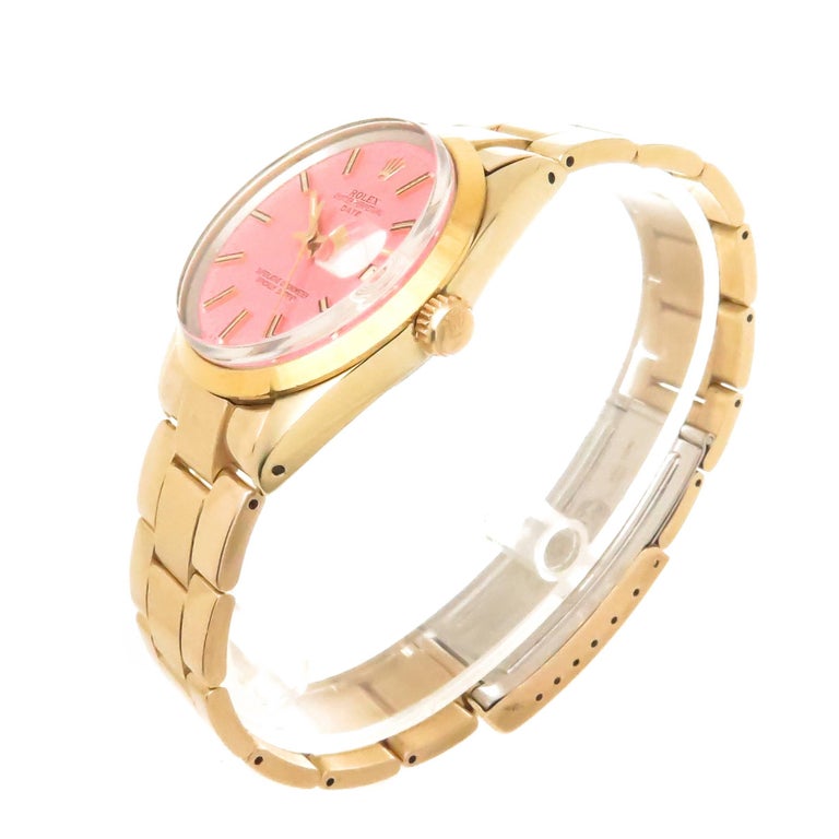 Rolex Yellow Gold Shell Custom Dial Oyster Date Automatic Wristwatch ...