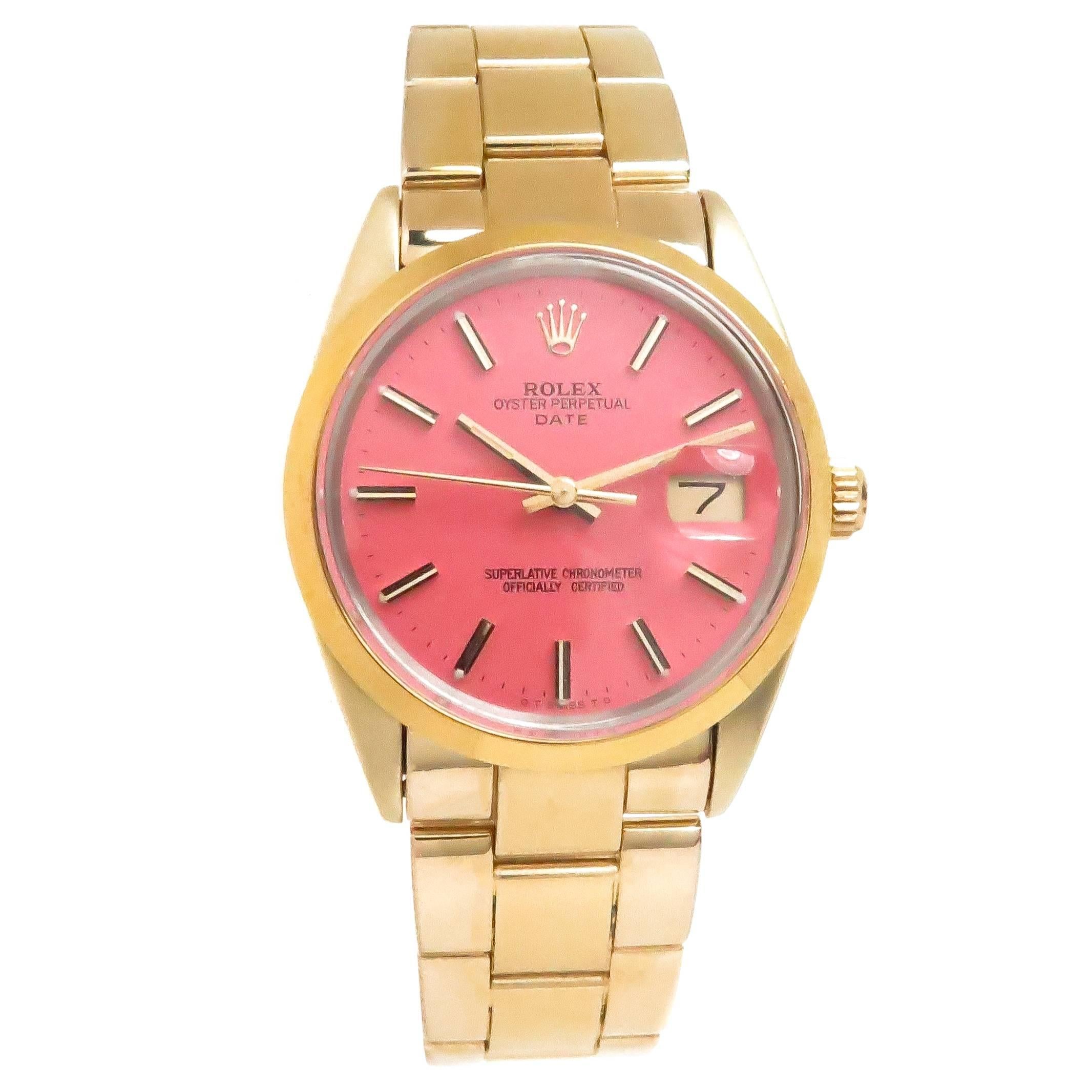 Rolex Yellow Gold Shell Custom Dial Oyster Date Automatic Wristwatch ...