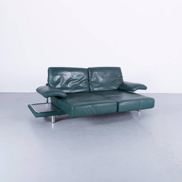 Rolf Benz 2400 Designer Sofa Green Two-Seat Leather Modern Couch Metal ...