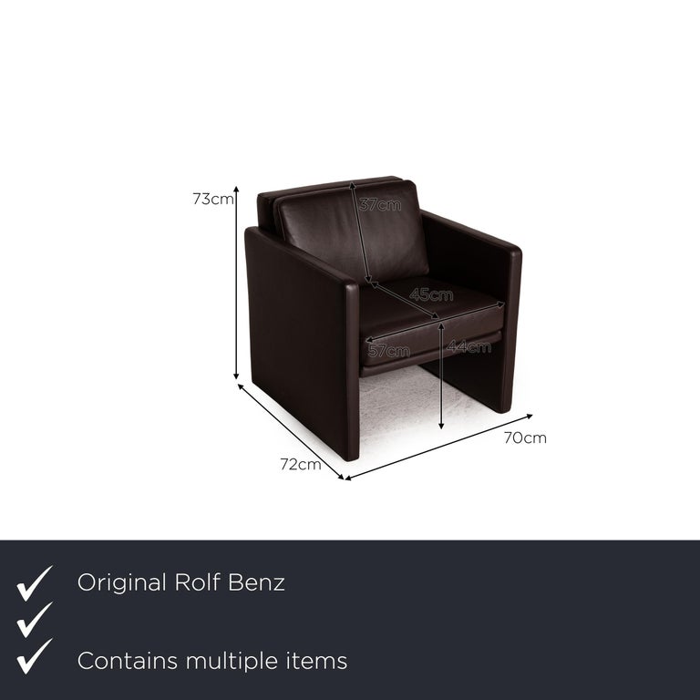 Rolf Benz Ego Leather Armchair Set Dark Brown 2x Armchairs For Sale at ...