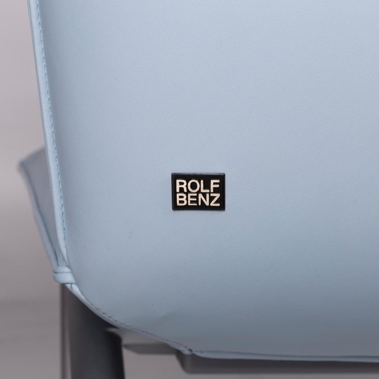 Rolf Benz Leather Dining Room Set Blue Light Blue 1 Bench 2 Chair at ...