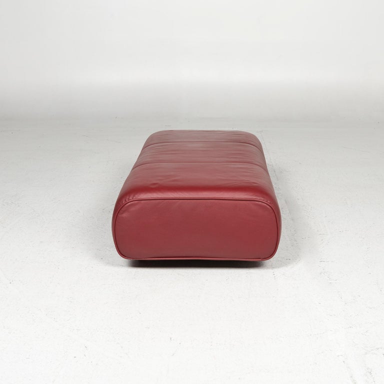 Rolf Benz Leather Ottoman Red For Sale at 1stDibs