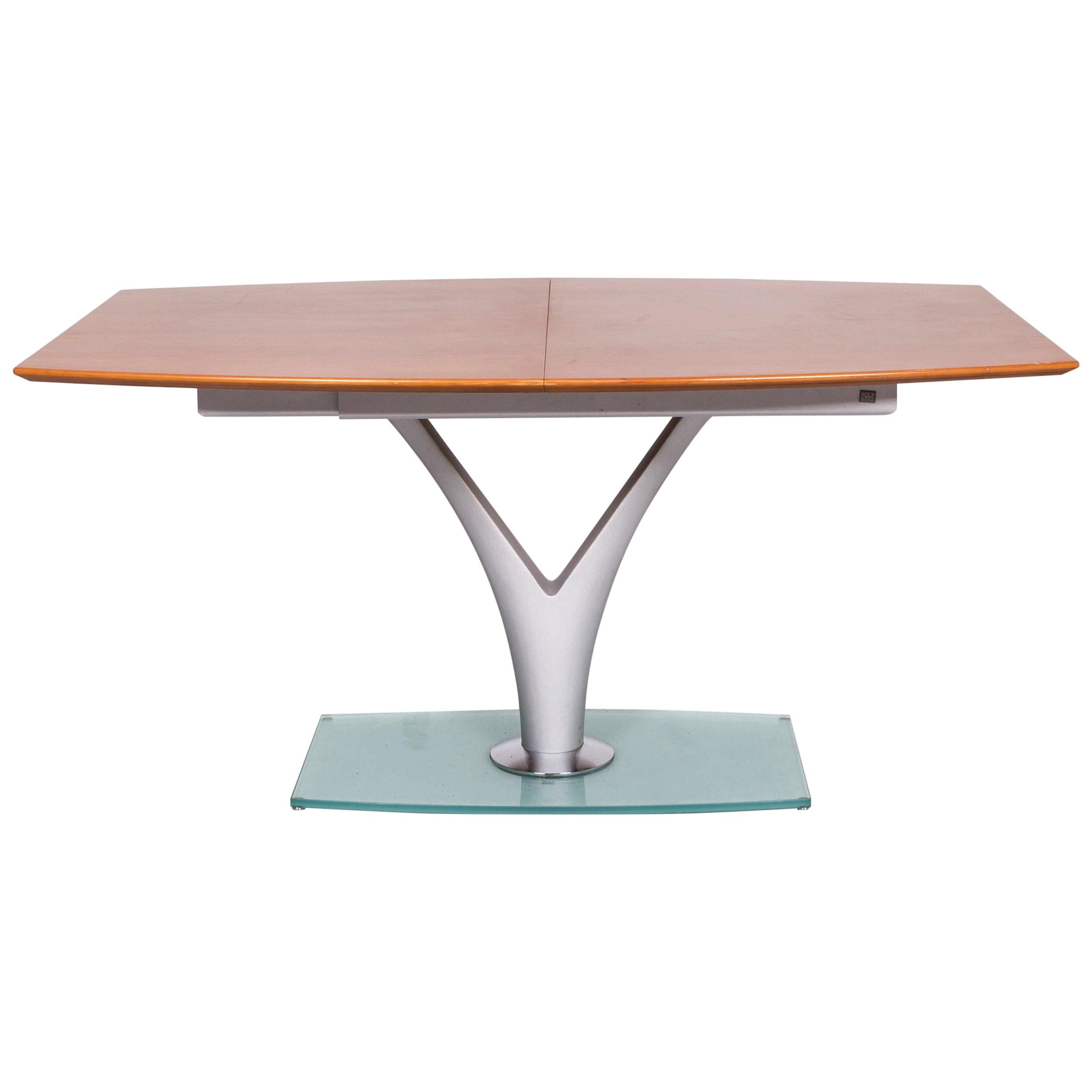 Rolf Benz Wood Glass Dining Table Function Extendable Table at 1stDibs