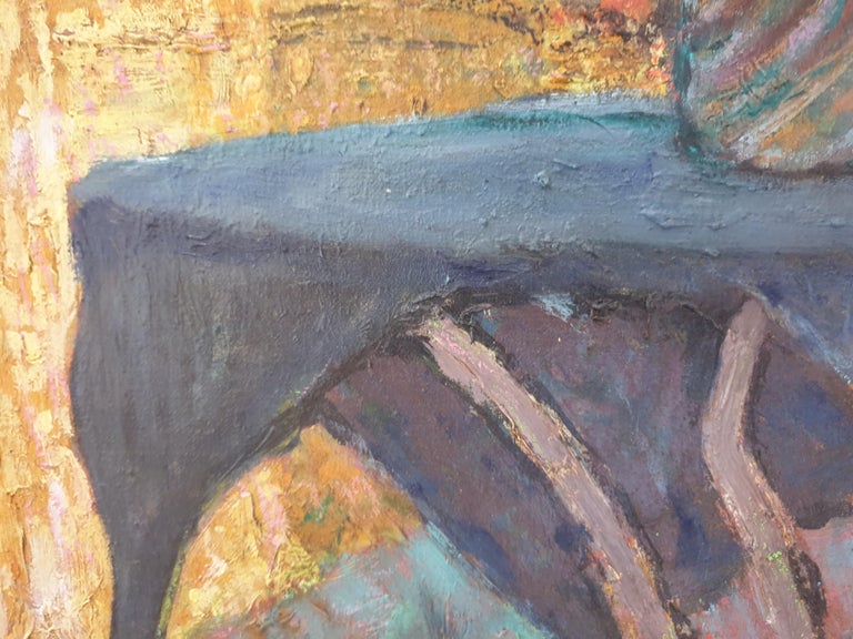 Rolf Heigel - Impressionist Interior View, Oil on Canvas,'The Blue ...